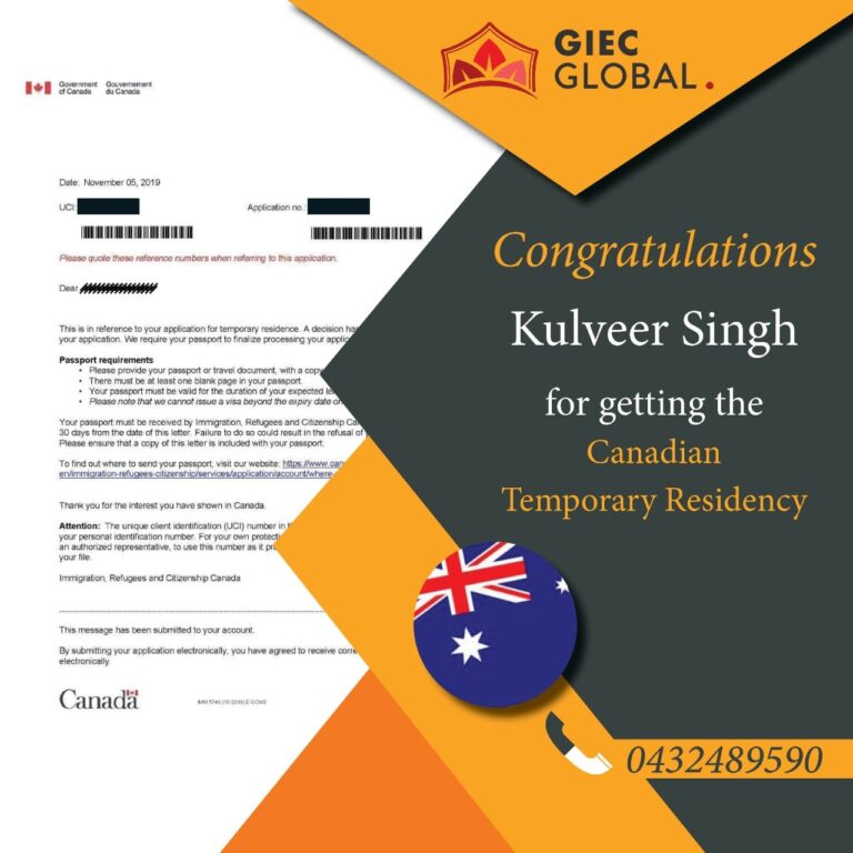 Canada PR Granted of Kulveer Singh - GIEC Global